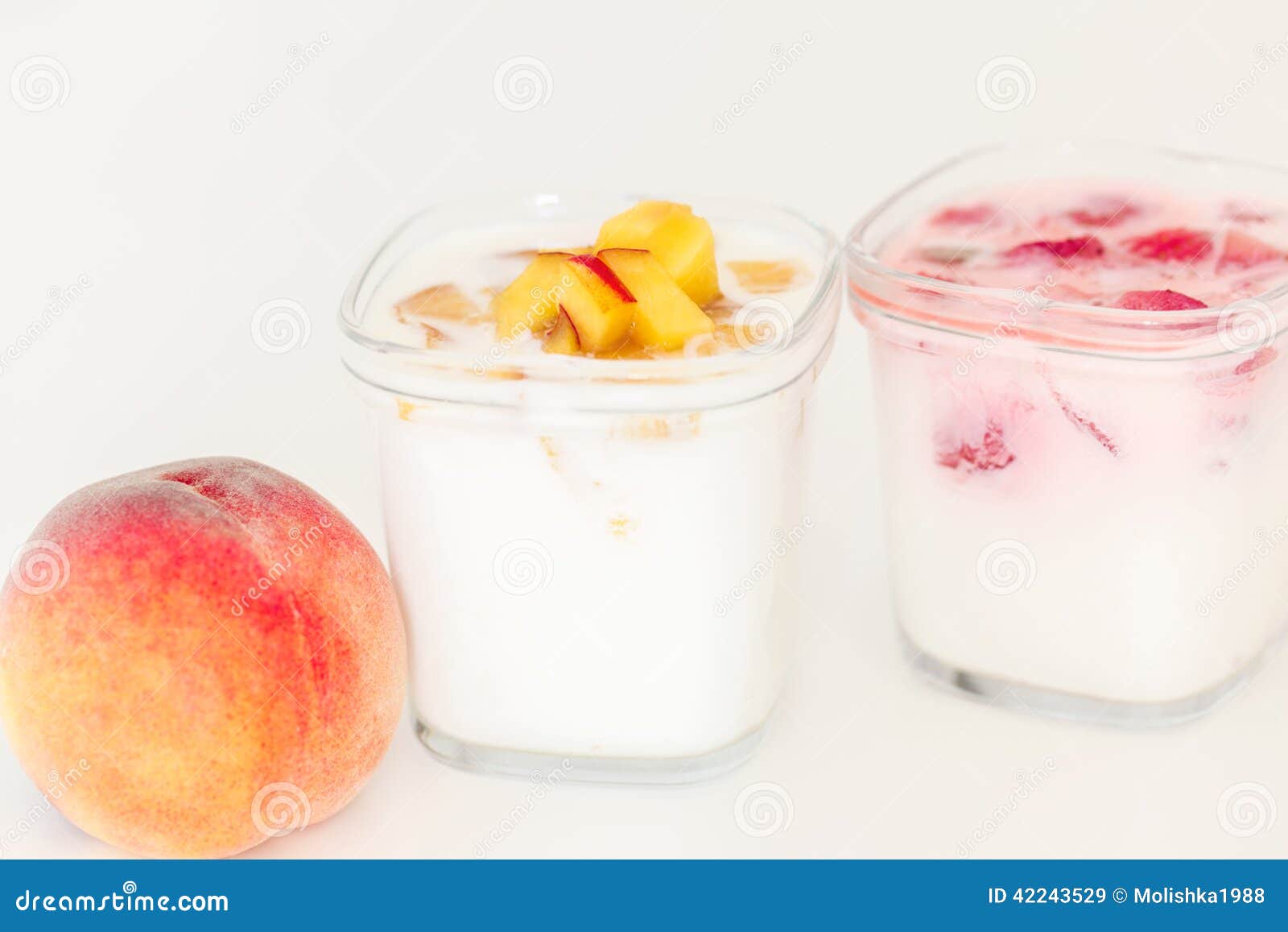 Two cup of yogurt stock image. Image of glass, closeup - 42243529