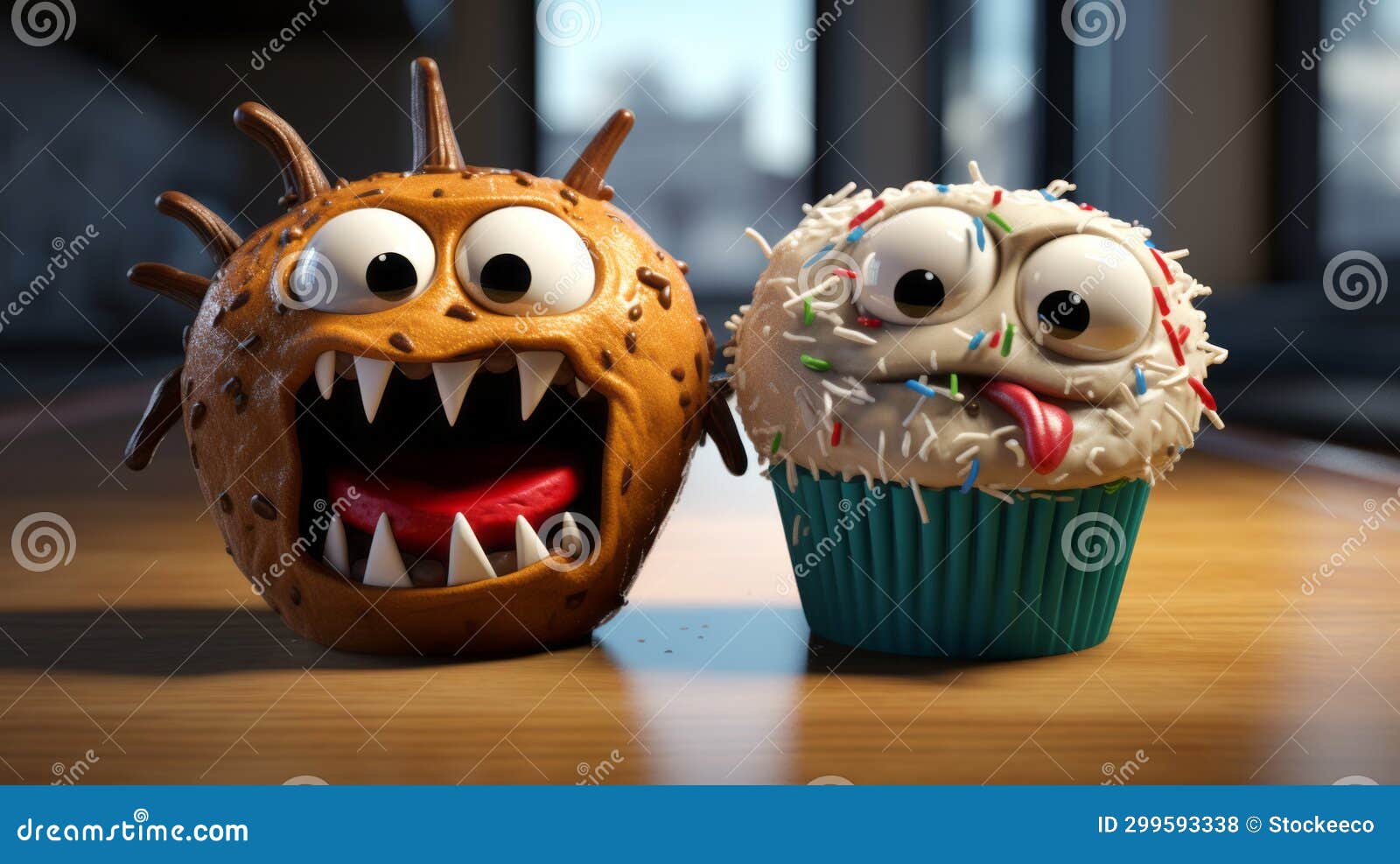 Monstrous Cupcake Creations: a Vray Tracing Delight Stock Illustration ...