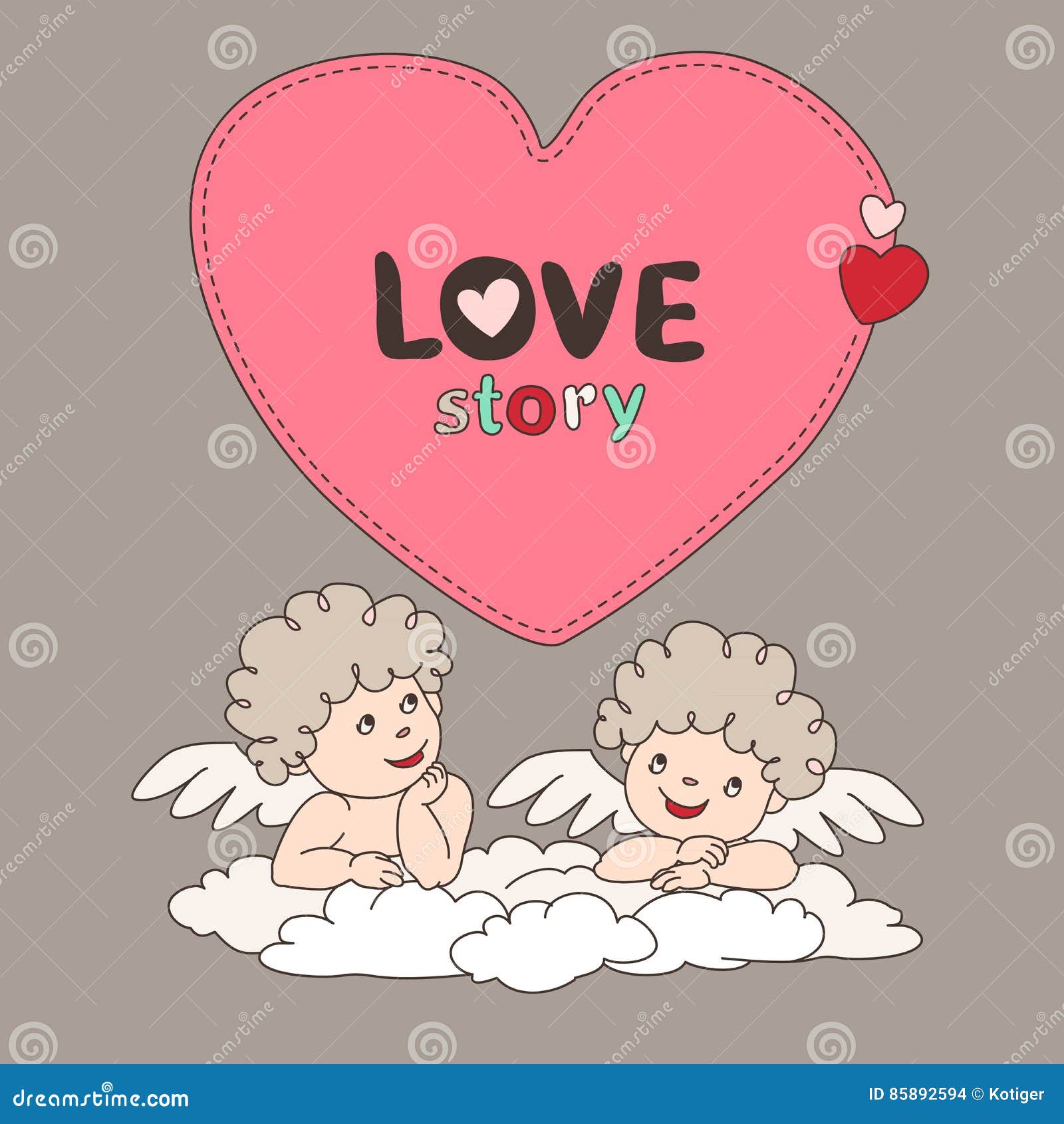 Two Cupid on a Cloud and Bubble Form Heart. Stock Vector - Illustration ...