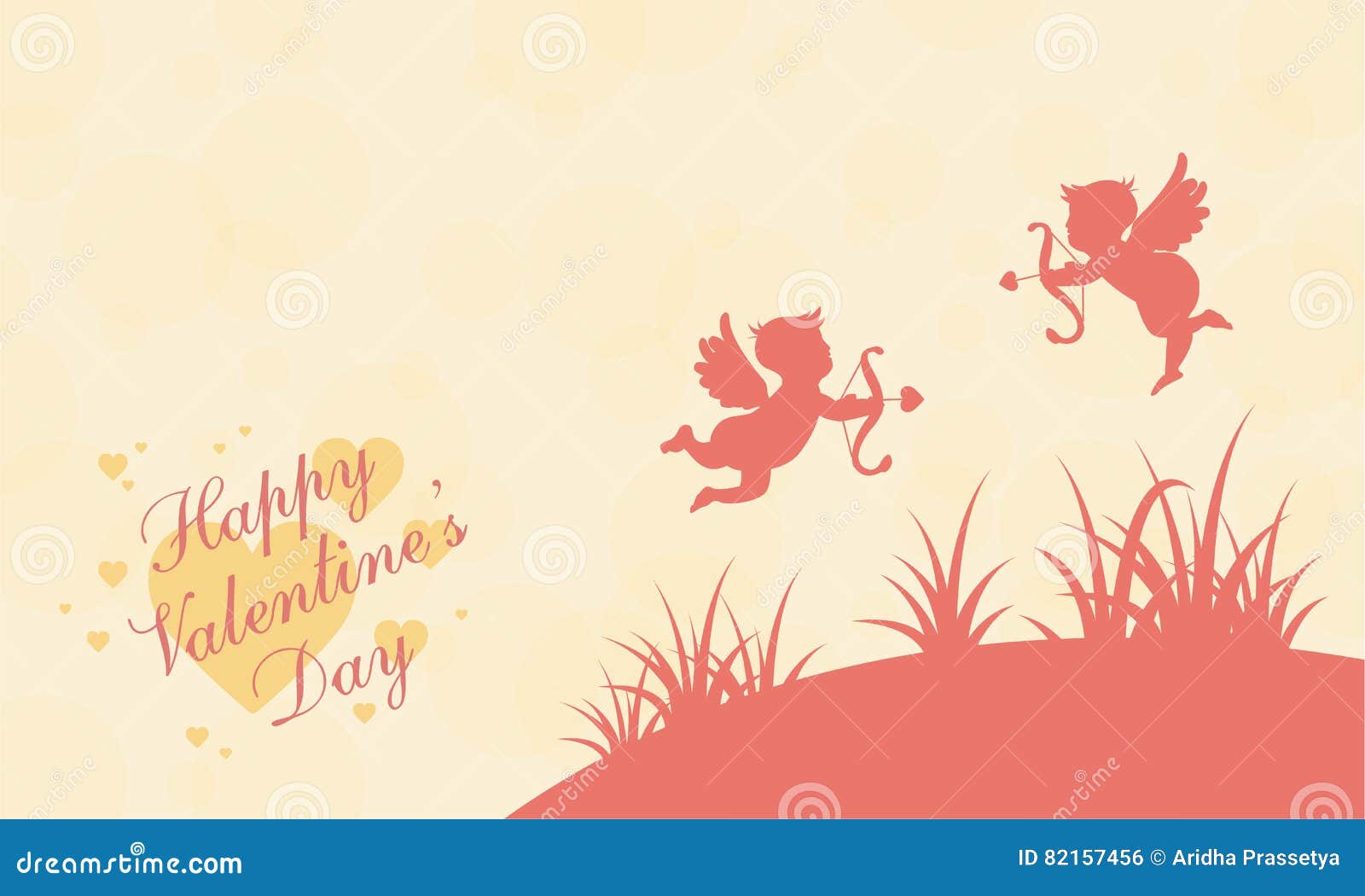 Two Cupid on Hill Valentine Landscape Stock Vector - Illustration of ...