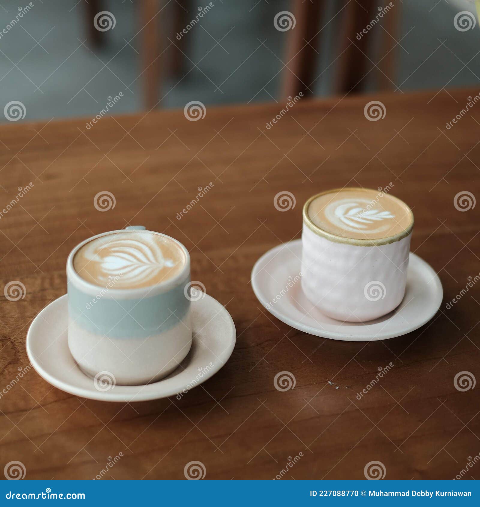 Two Cups of Aesthetic Caffe Latte Stock Photo - Image of caffe ...