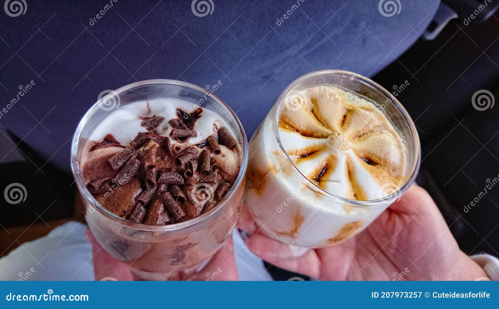 Two Cups of Appetizing Ice Cream in Hand Stock Image - Image of ...