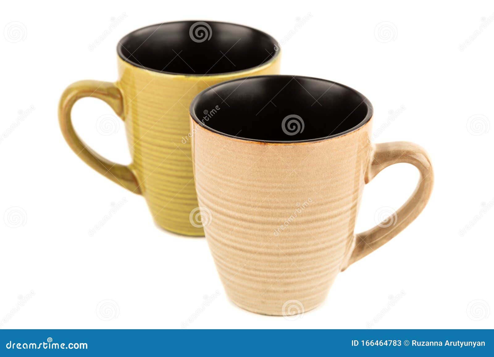 Two cups stock image. Image of green, coffee, handle - 166464783
