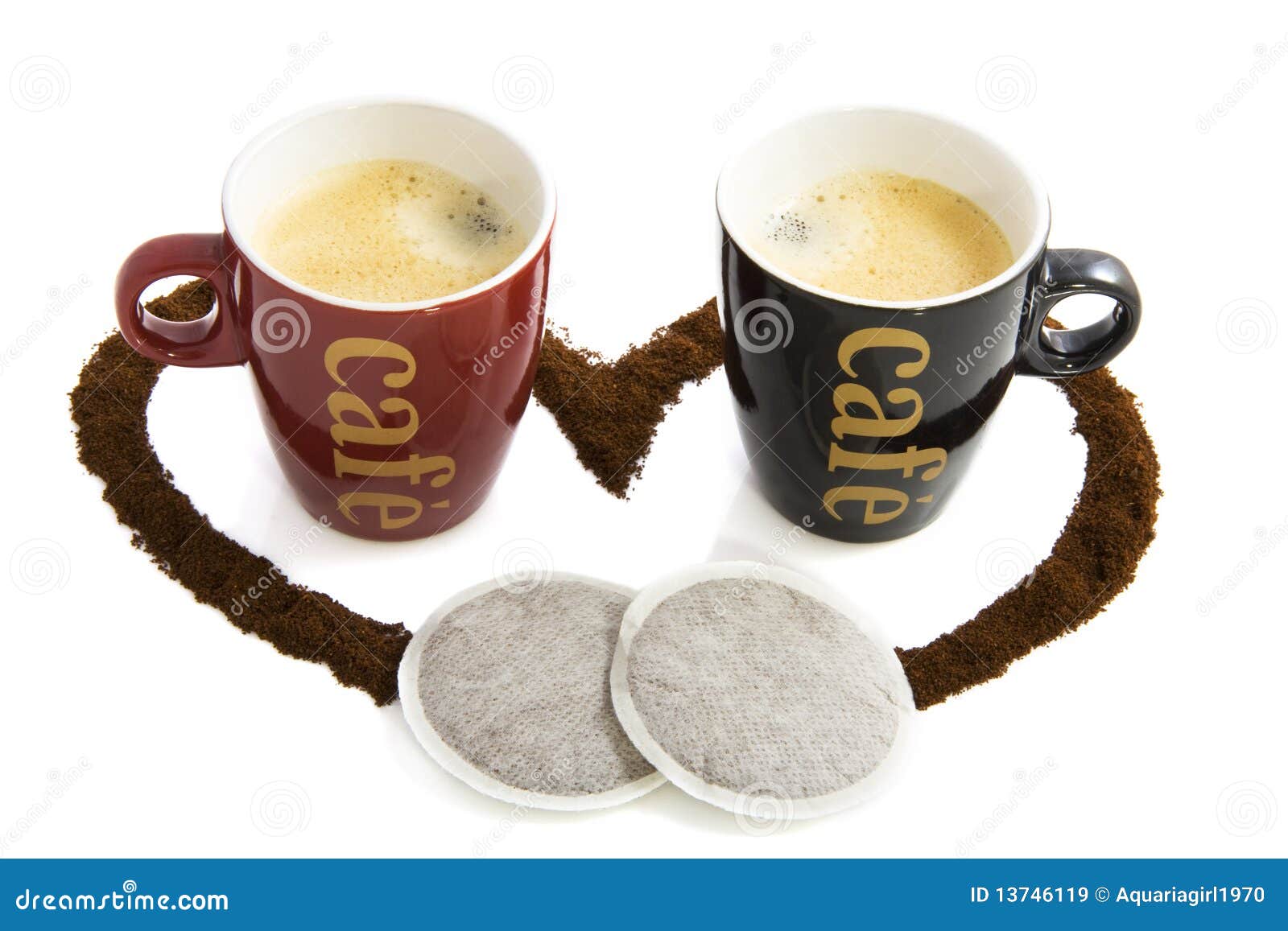 Two cups with coffee stock image. Image of cream, drink - 13746119