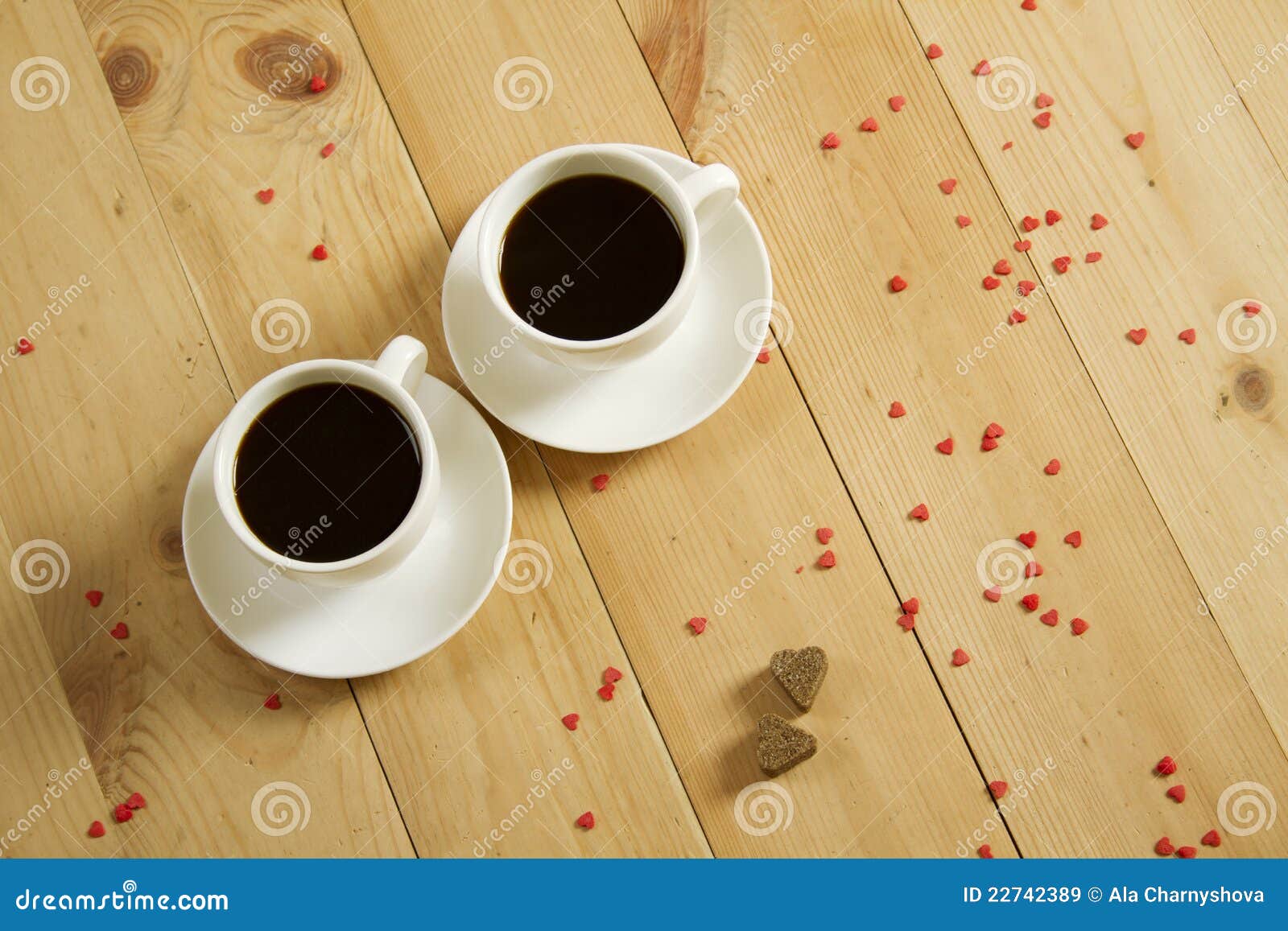 Two cups of coffee stock image. Image of life, hearts - 22742389