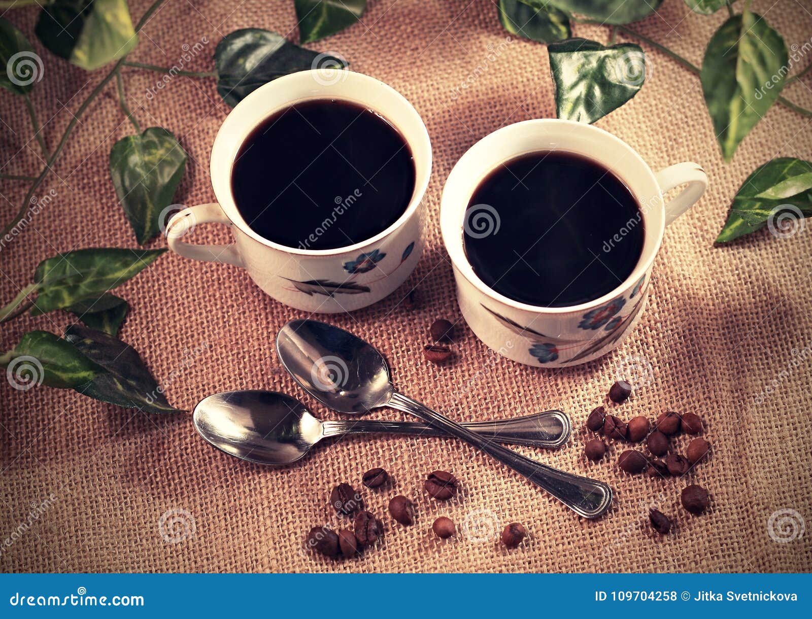 Two cups of coffee stock photo. Image of confidentiality - 109704258