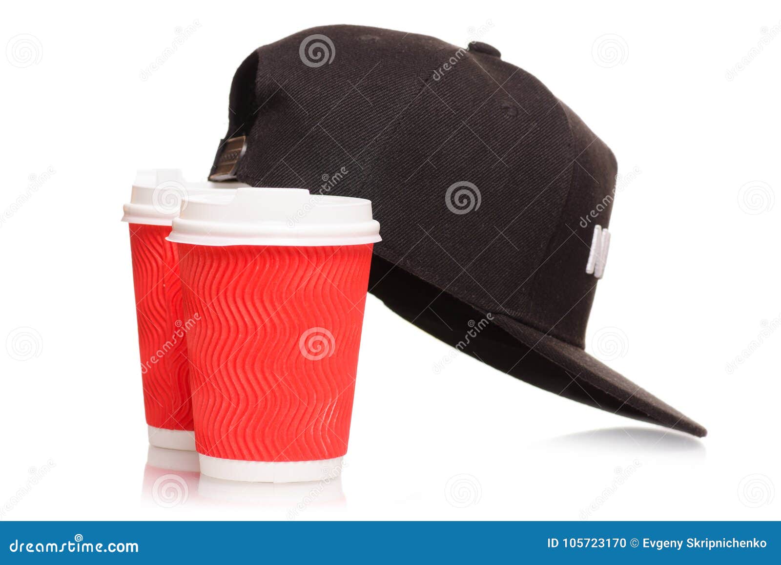 Two cups of coffee cap stock photo. Image of empty, liquid - 105723170