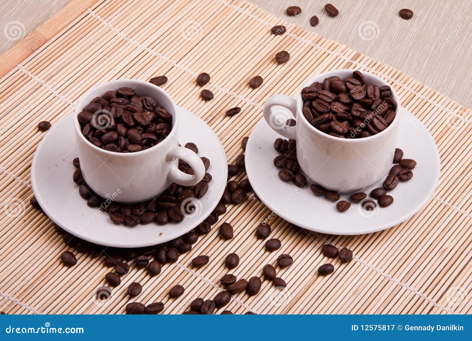 Two Cups with Coffee Grains Stock Image - Image of energy, delicious ...