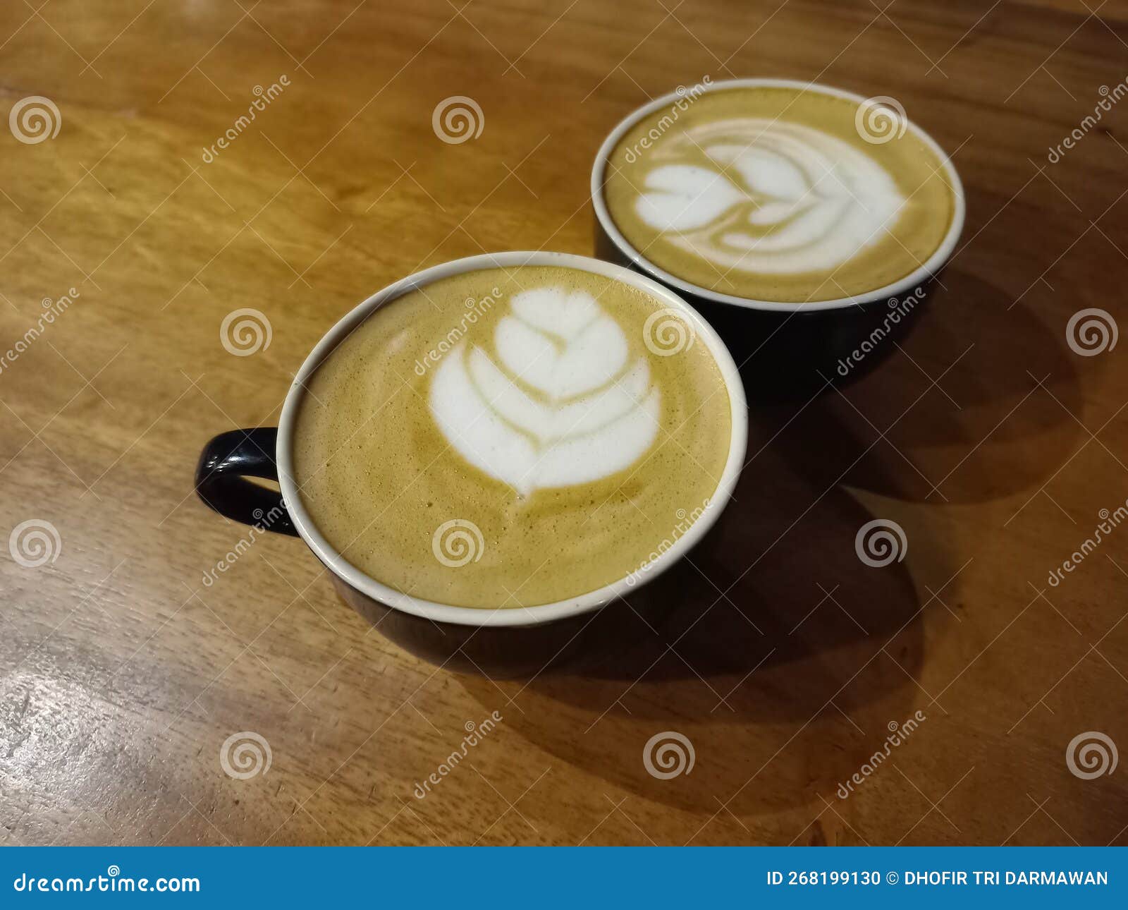 Two cups of coffee latte stock photo. Image of coffee - 268199130