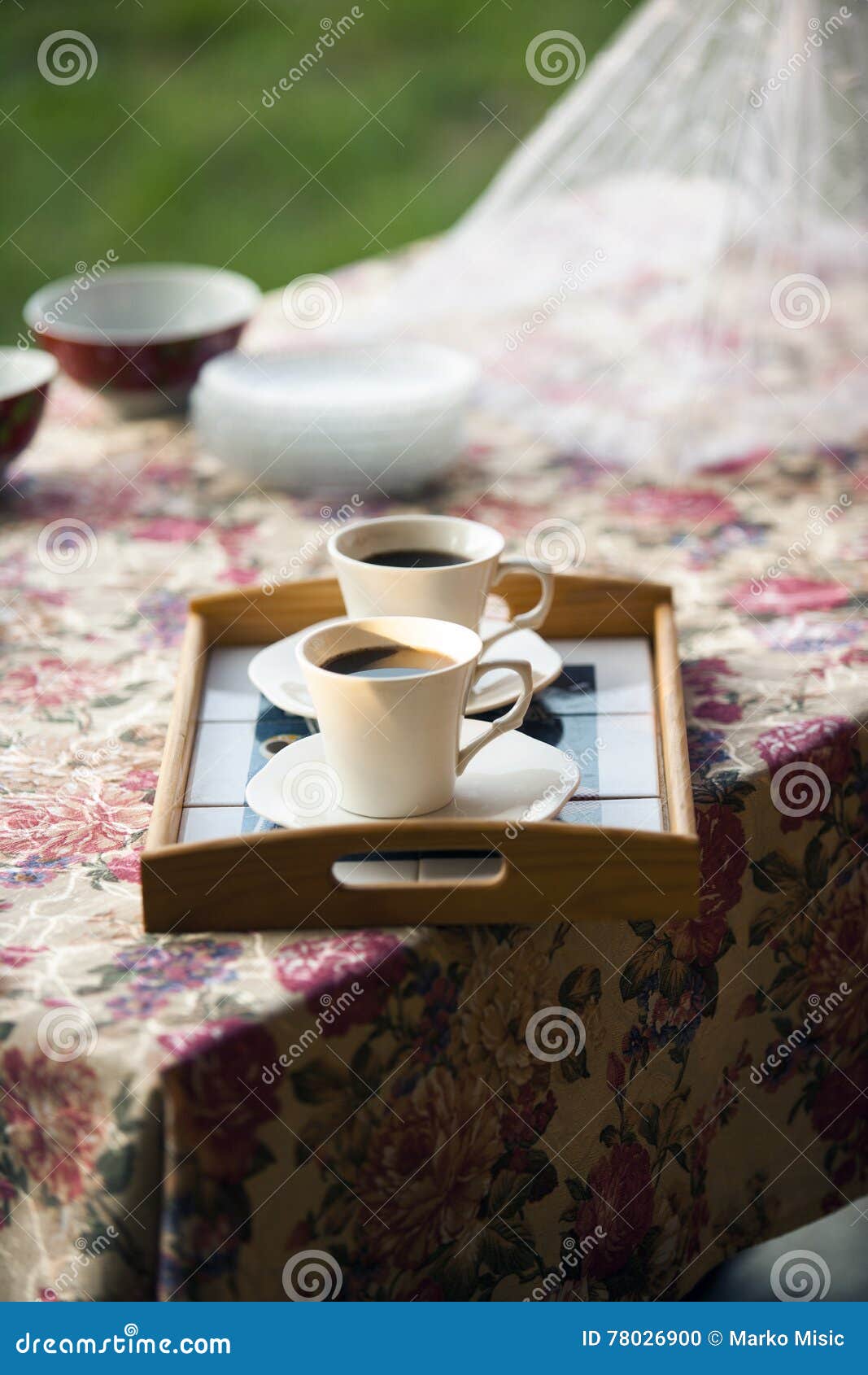 Two Cups of Coffee in Nature in Romantic Environment Stock Photo ...