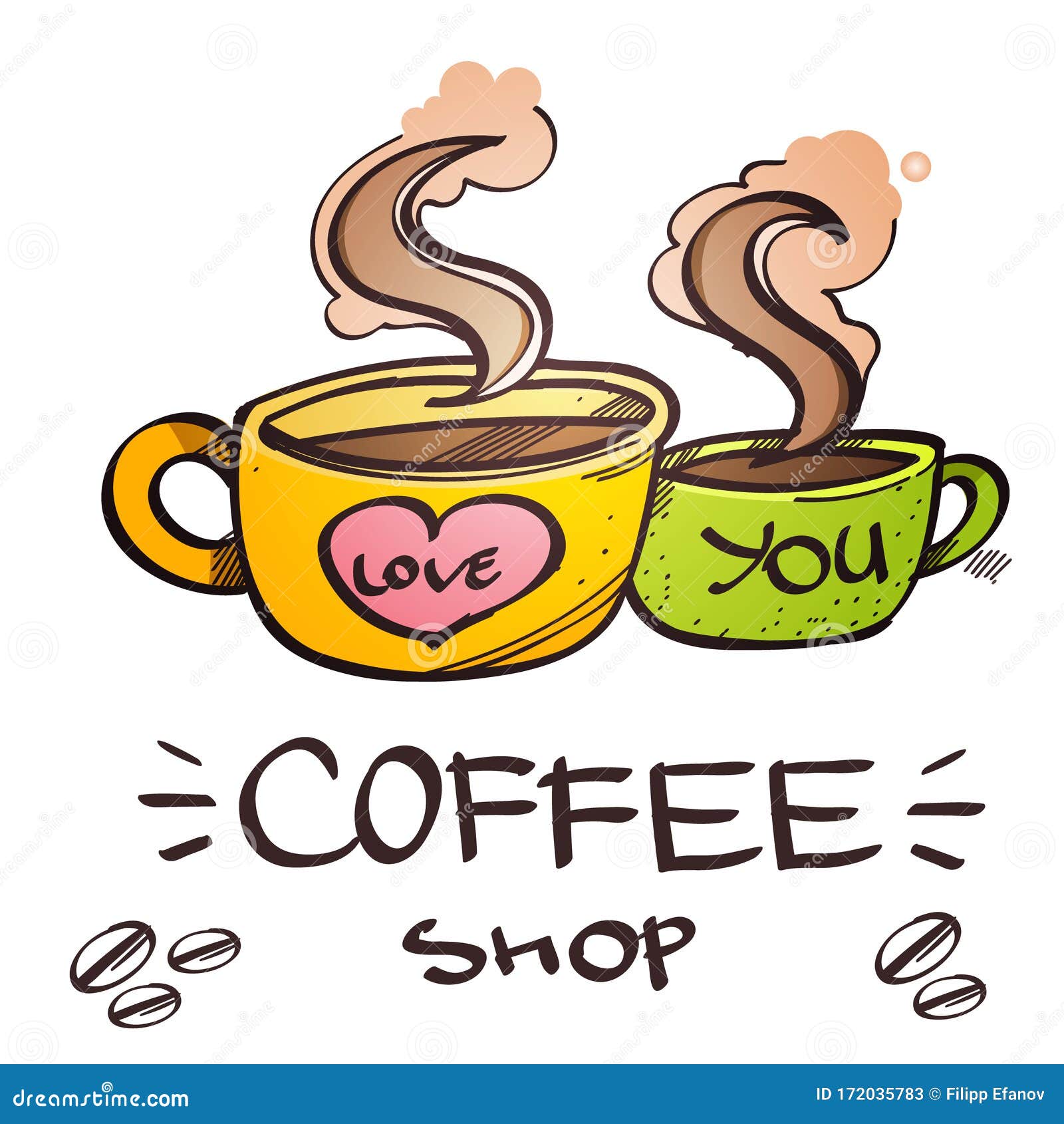 Two Cups of Coffee Sketch. the Elements for Infographics with a Hand ...