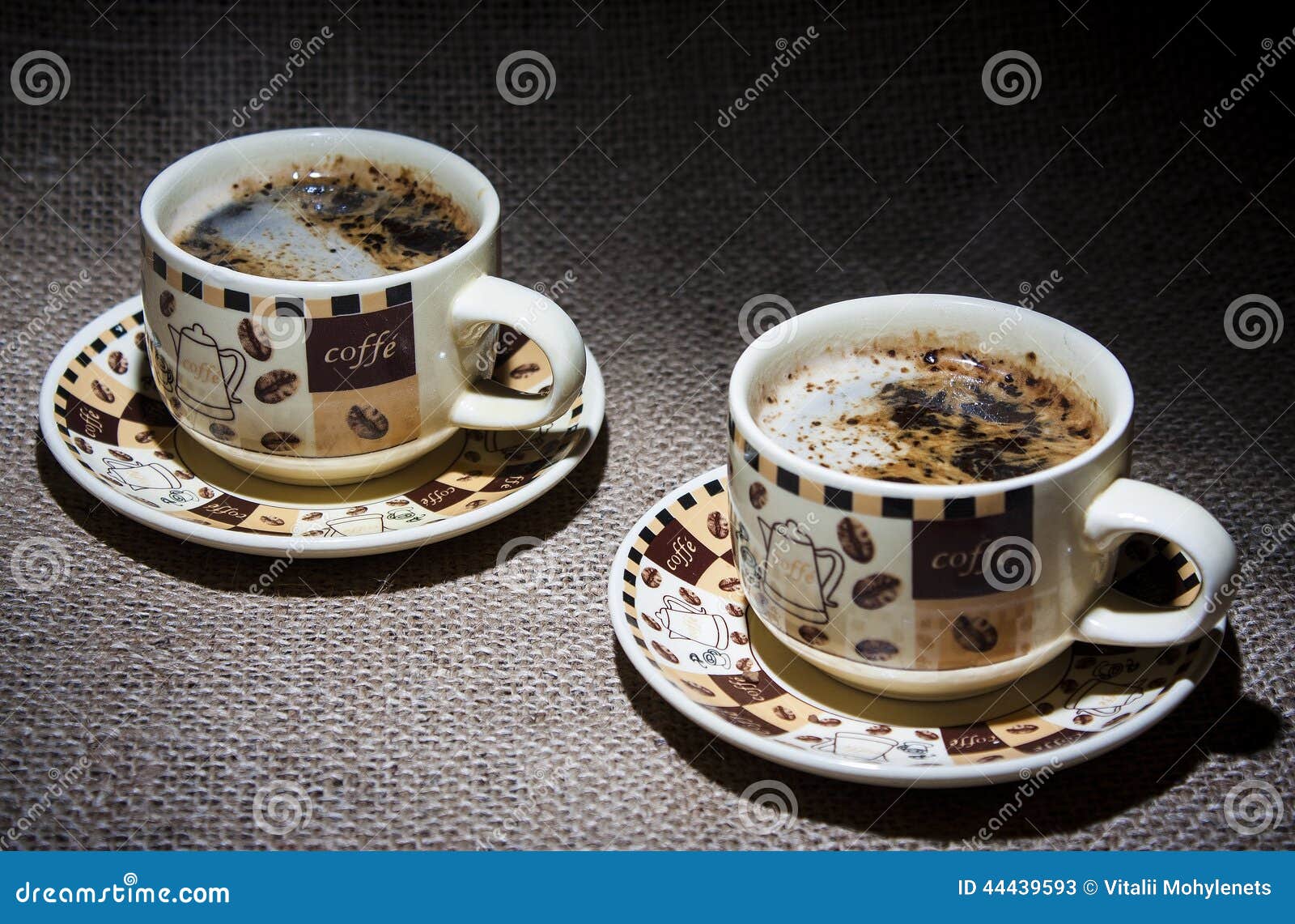 Two cups of coffee. stock image. Image of bagging, beverage - 44439593