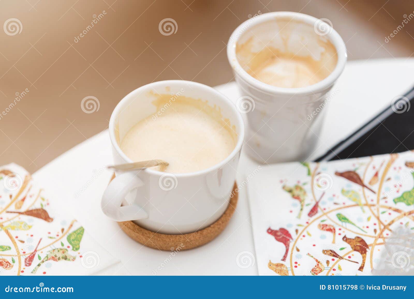 Two cups of coffee. stock photo. Image of foam, warm - 81015798