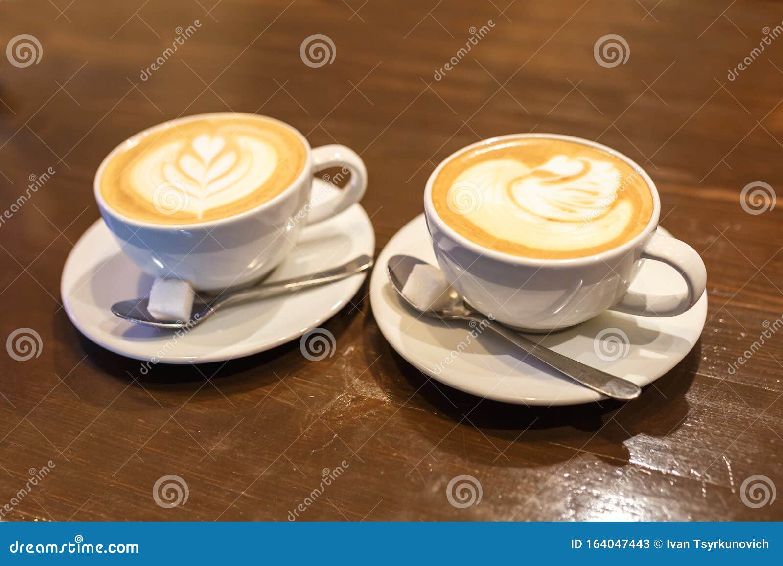 Two Cups of Coffee on a Table in a Cafe Stock Image - Image of food ...