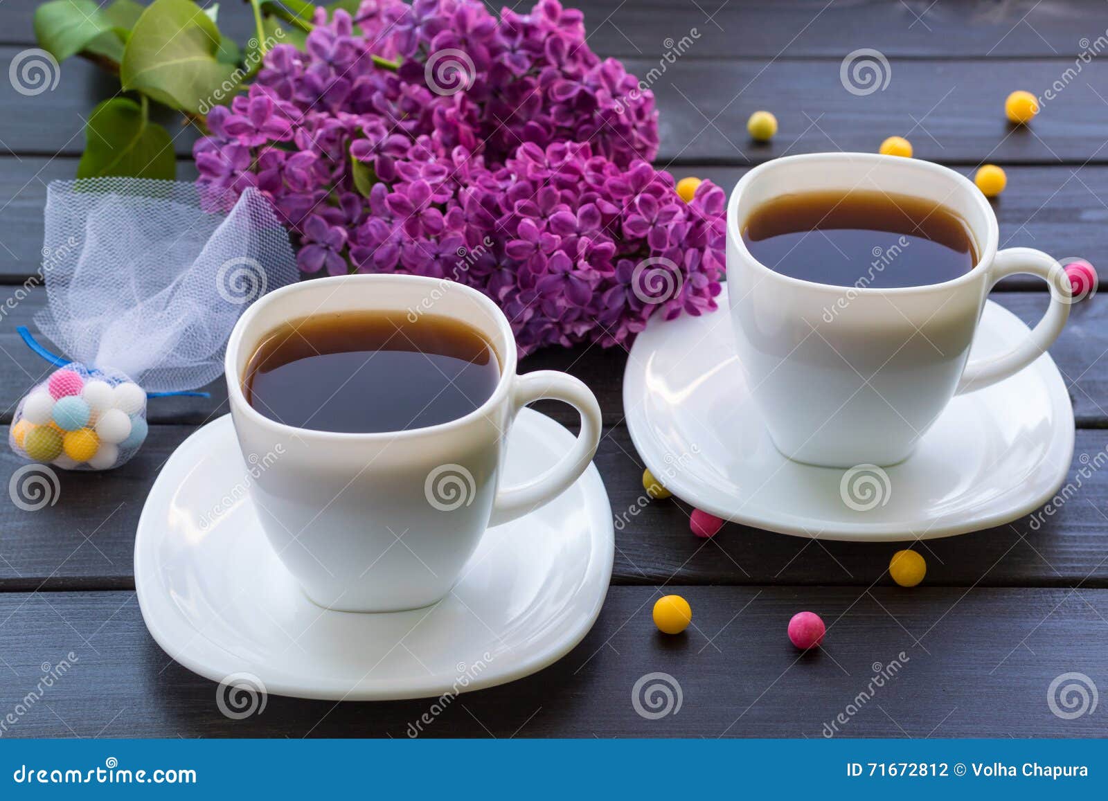 Two Cups of Coffee on Table. Stock Photo - Image of morning, romantic ...