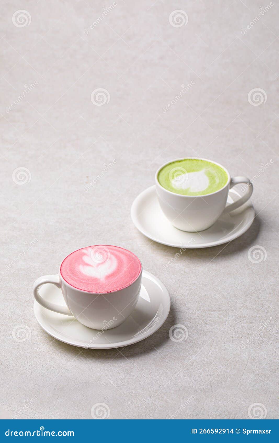 Two Cups of Different Matcha Latte Drinks Stock Photo - Image of drink ...