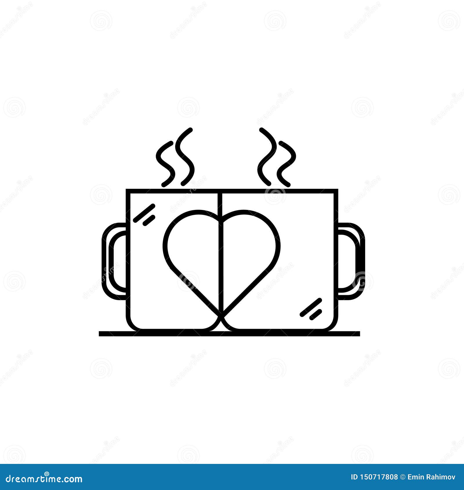 Two cups with a heart icon stock illustration. Illustration of graphic ...