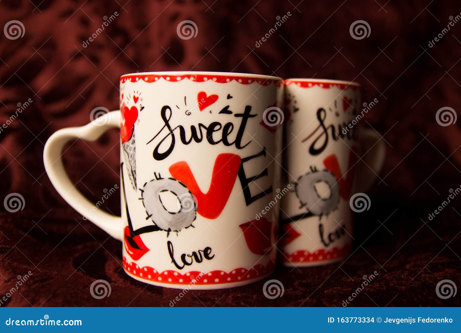Two Cups with One Love Heart Stock Photo - Image of heart, abstract ...