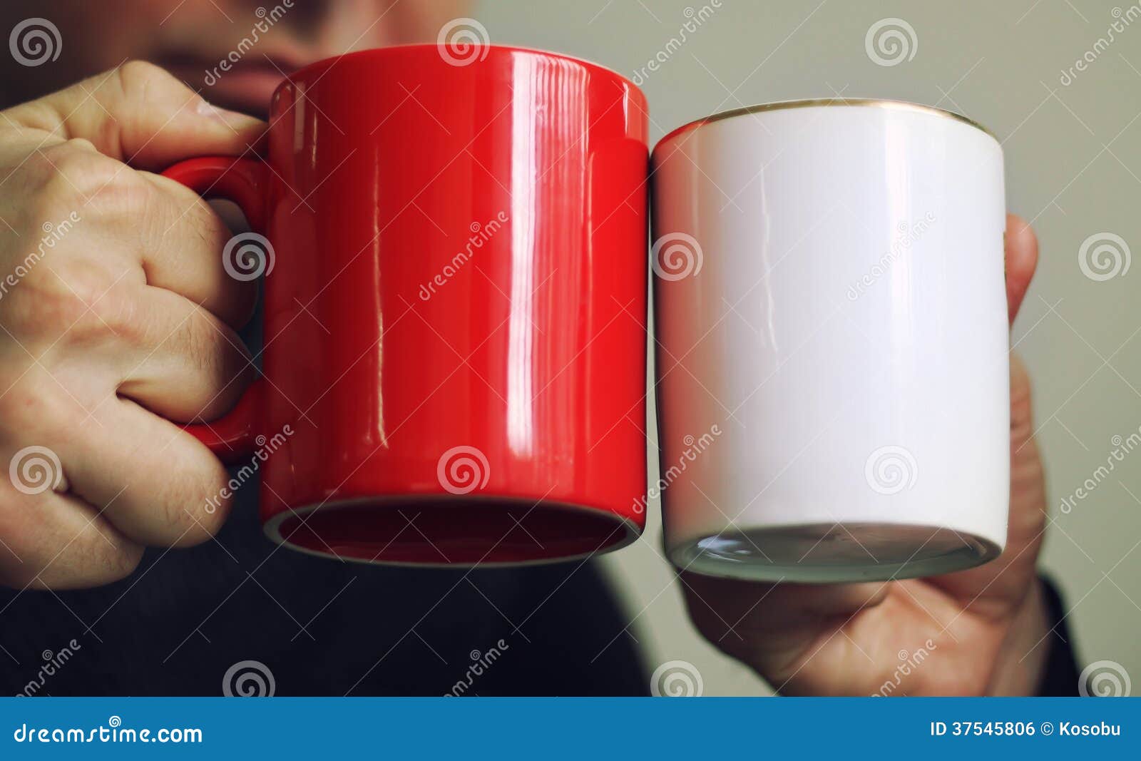 Two cups, red and white stock photo. Image of coffee - 37545806