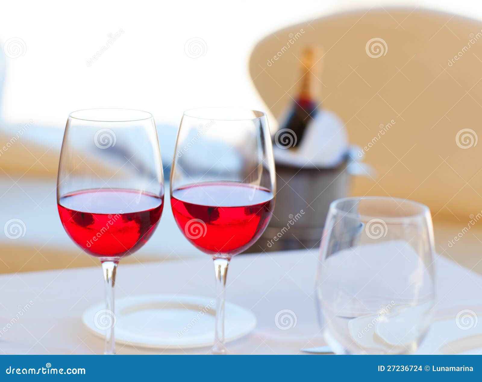 Two Cups Red Wine Bottle Ice Bucket Stock Photos - Free & Royalty-Free ...