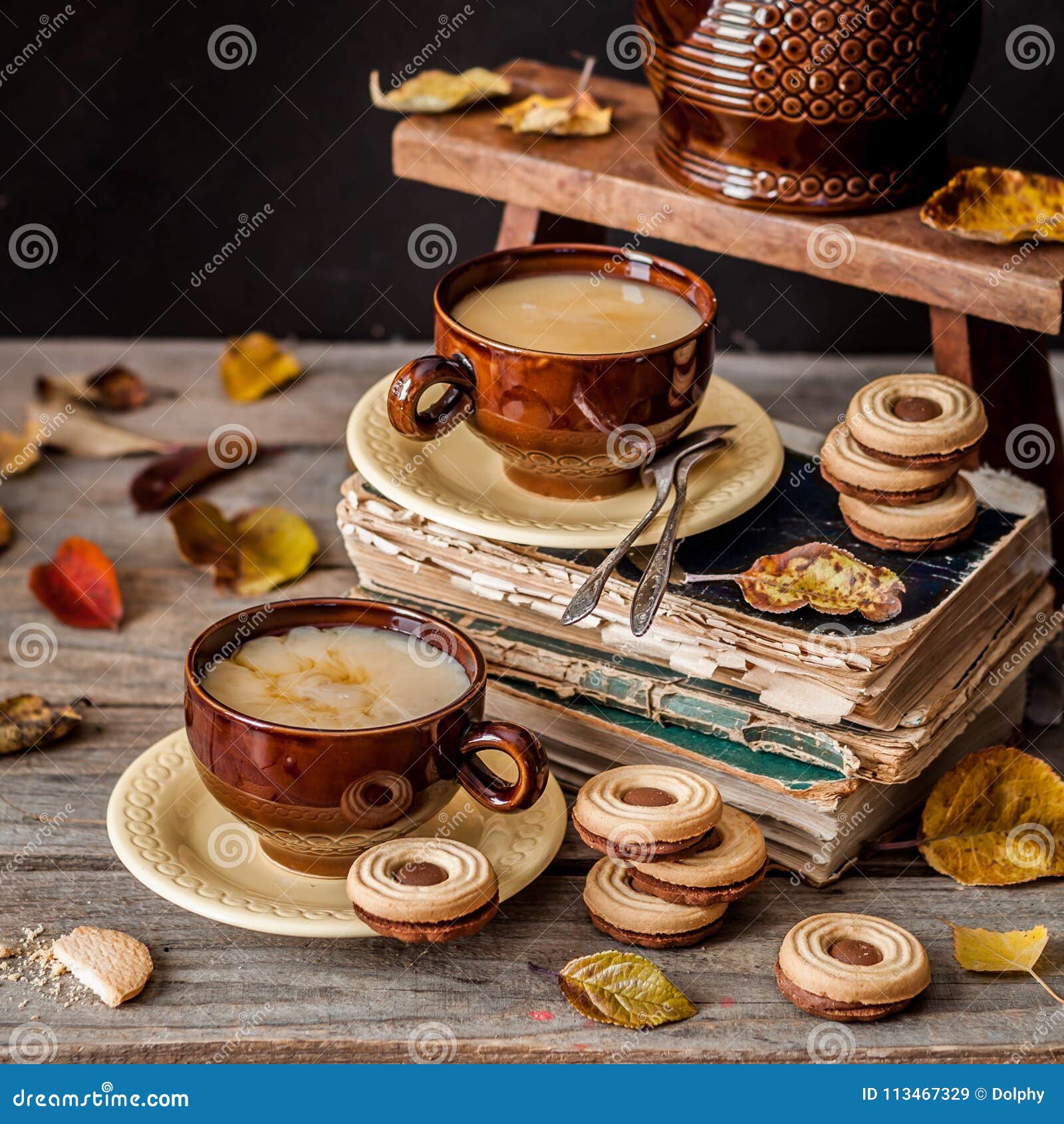 Tea and Cookies, Fall Mood stock image. Image of filling - 113467329
