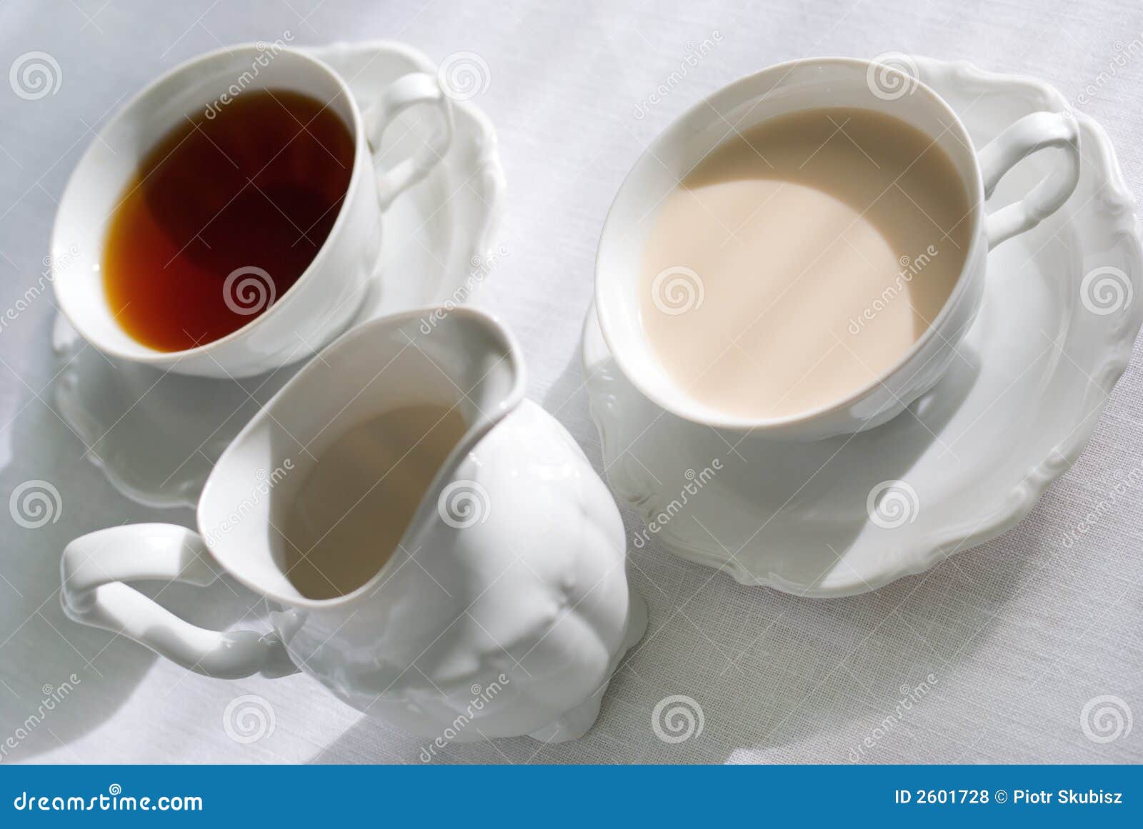 Two Cups of Tea and Milk Jug. Stock Photo - Image of indoors, flavour ...