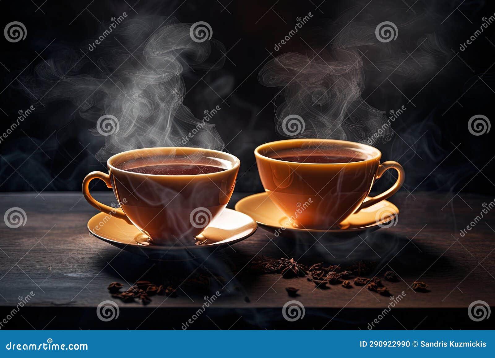 Two Cups of Tea with Steam. Generative AI Stock Illustration ...