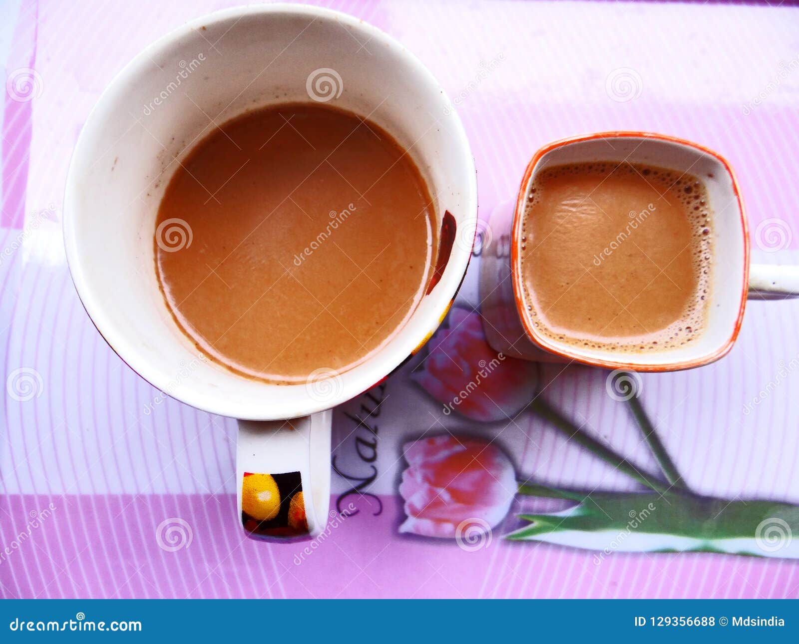 Two cups of tea stock photo. Image of flavor, white - 129356688