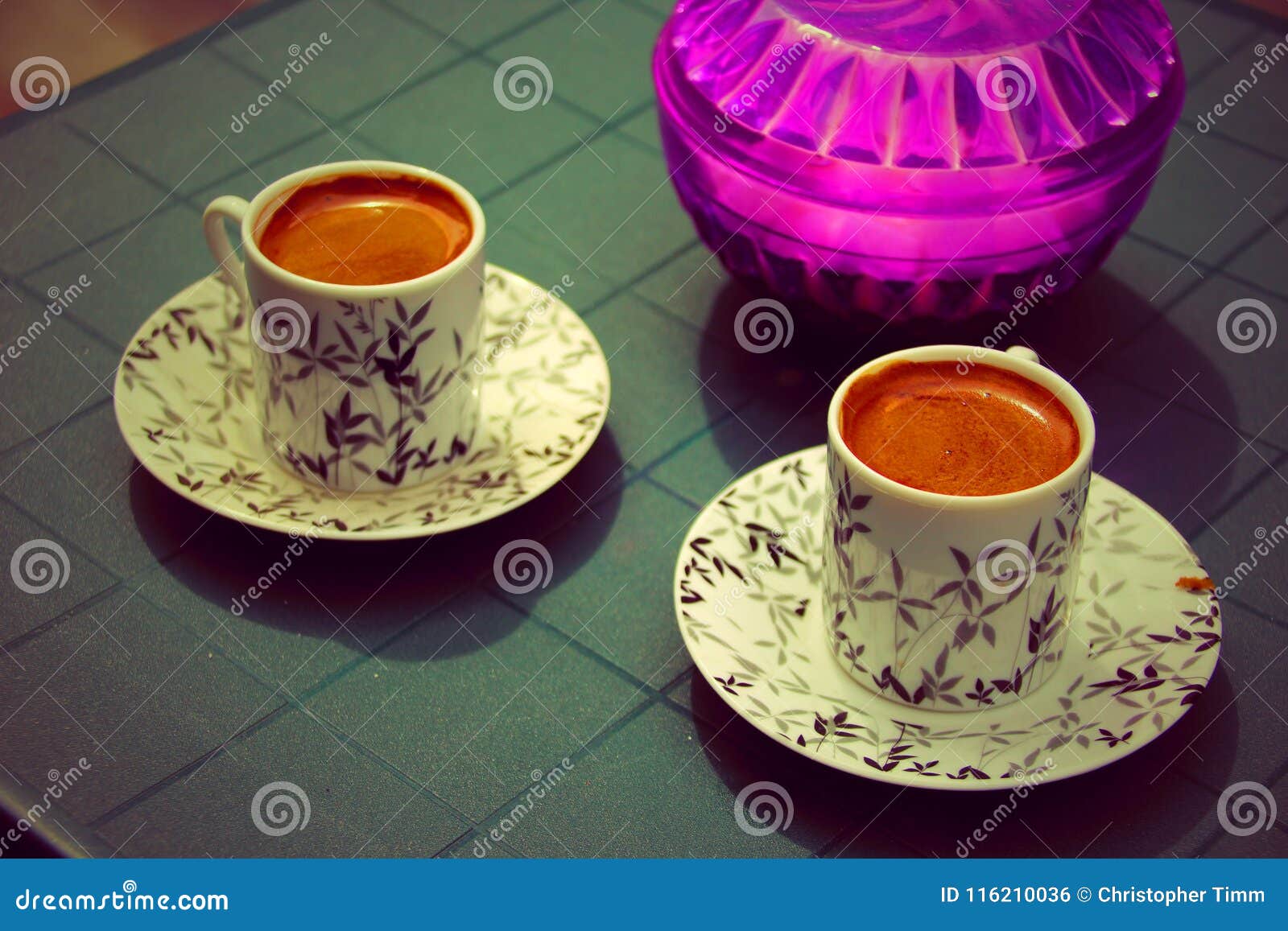 Two cups of turkish cafe stock photo. Image of fresh - 116210036