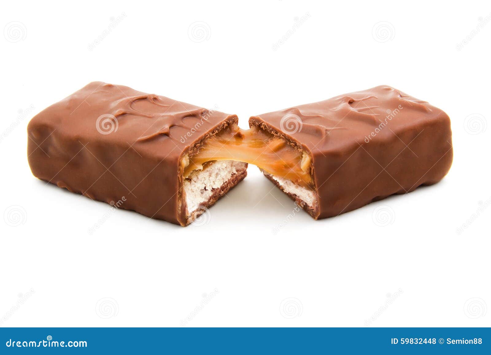 Two Cut Halves of Chocolate Bar Isolated on White Stock Photo - Image ...