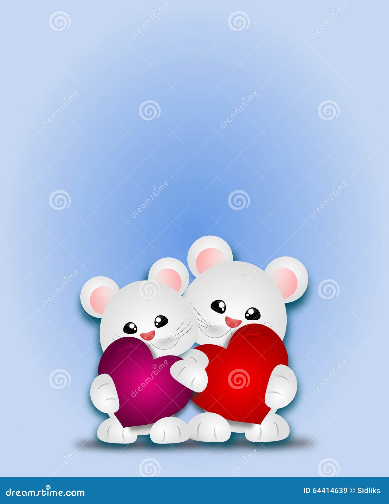 Two Cute Animals with Heart Stock Illustration - Illustration of ...