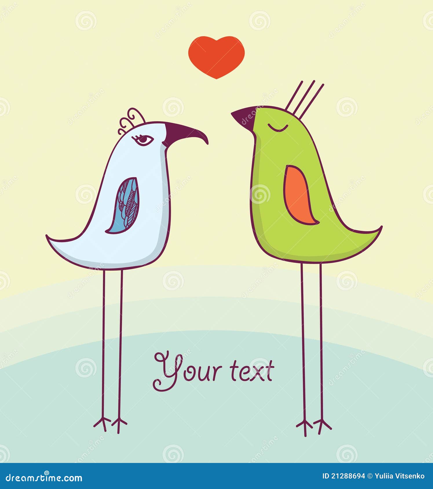 Two cute birds in love stock illustration. Illustration of curve - 21288694