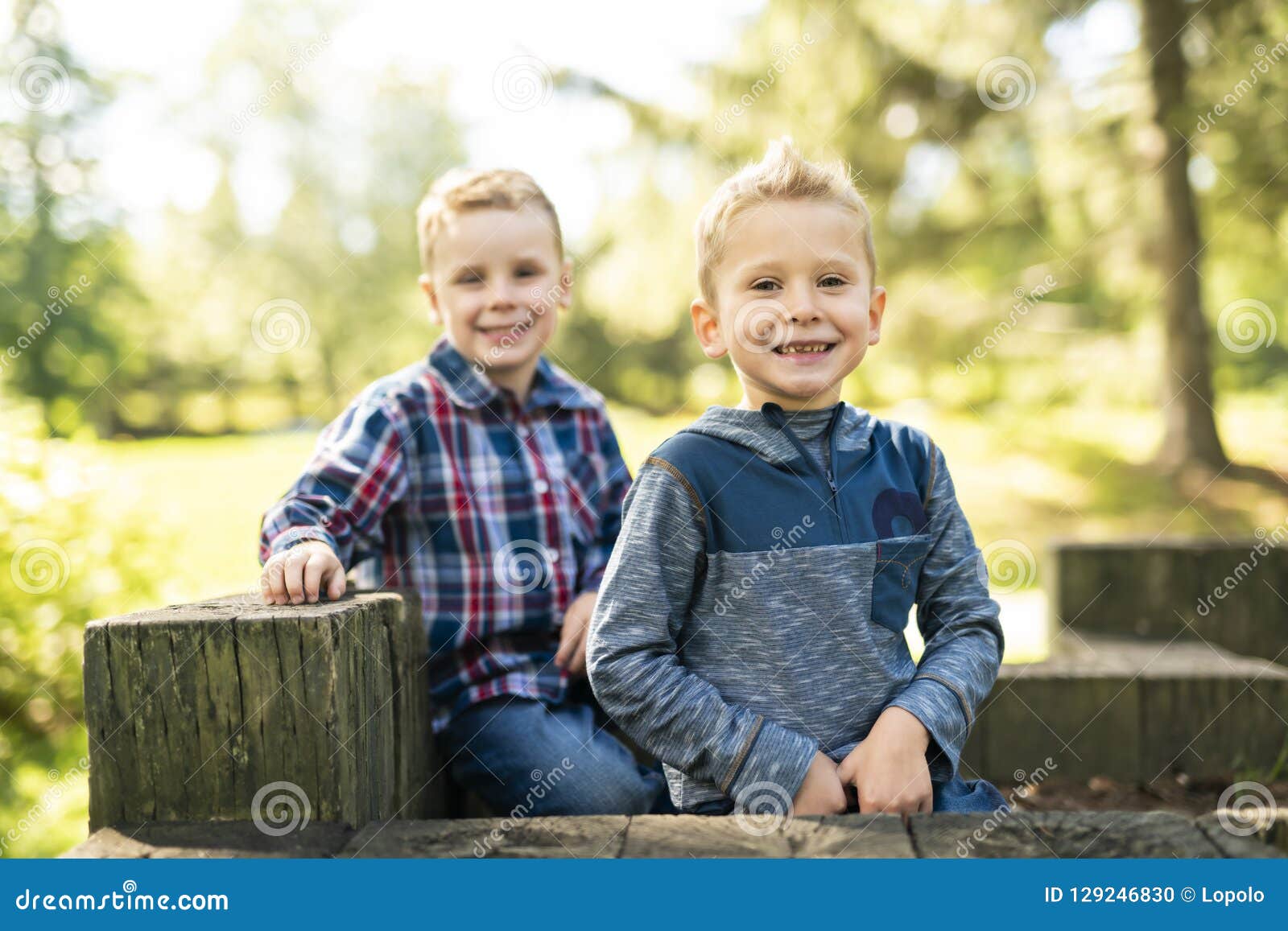 The Two Cute Brothers in Casual Clothes Stock Photo - Image of clothing ...