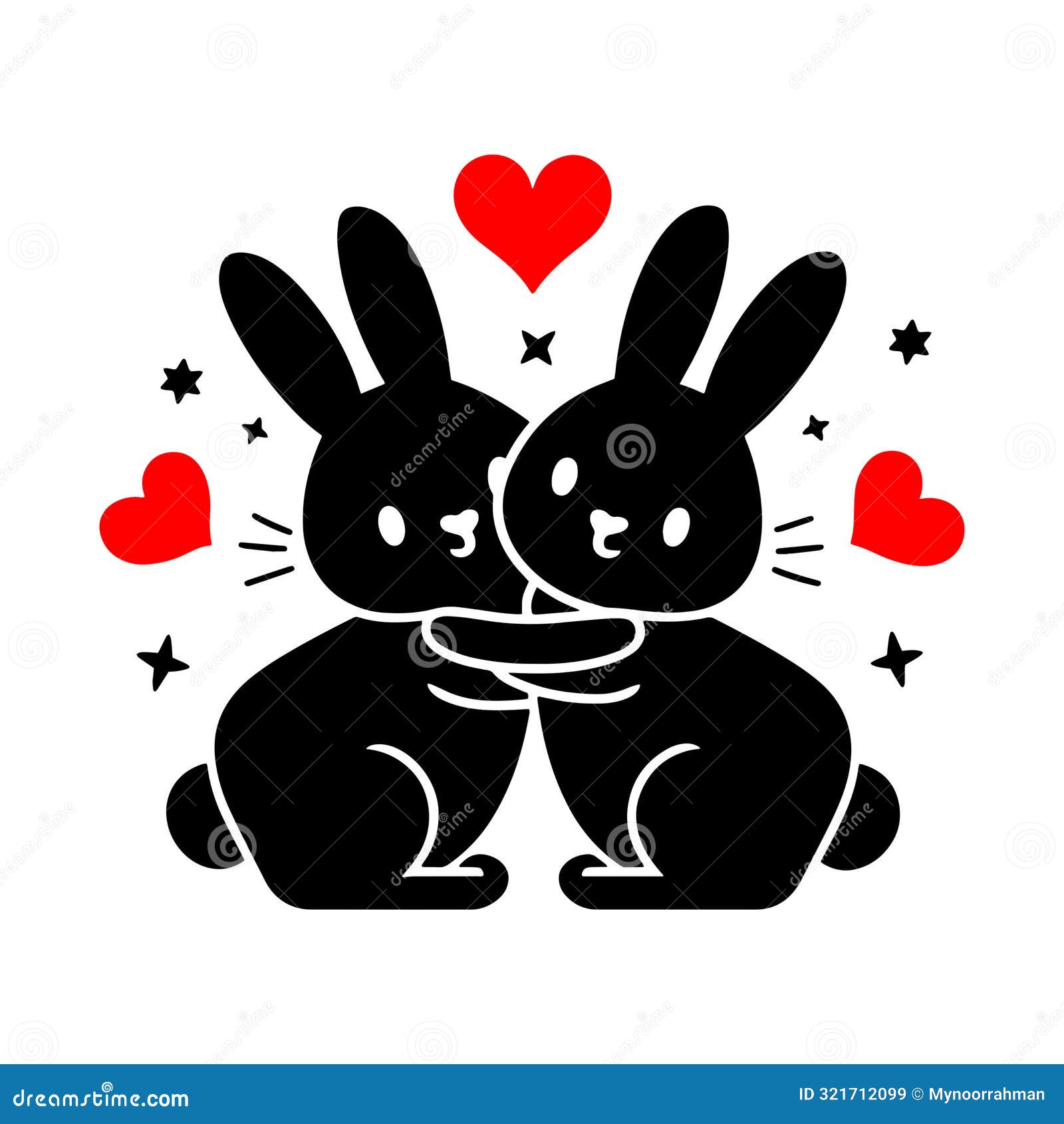 Two Cute Bunny Hugging Vector Art Illustration Stock Vector ...