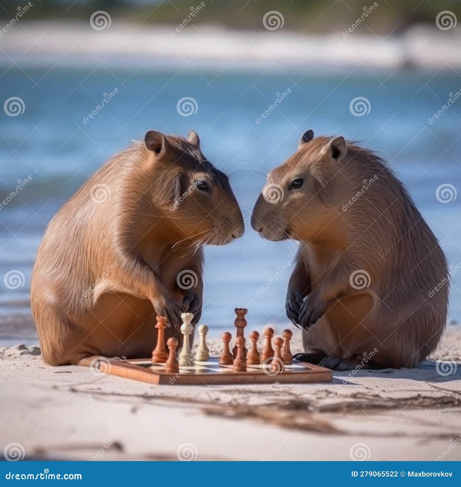 A Cute Set Of Capybaras In Watercolor Style On A White Isolated ...