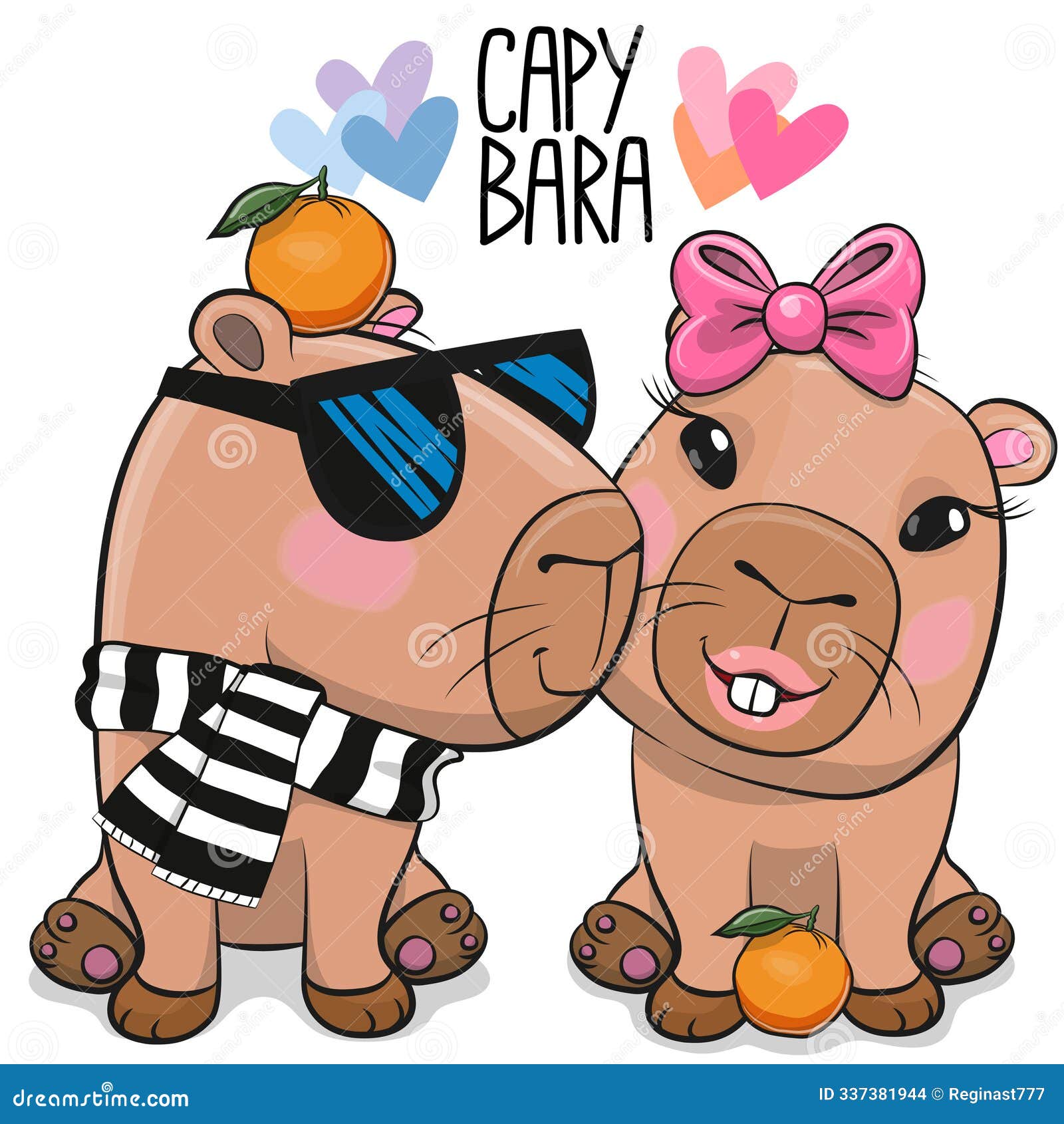 Cartoon Capybaras. Cute Semi-aquatic Wild Animals, Herbivore Mammals In ...