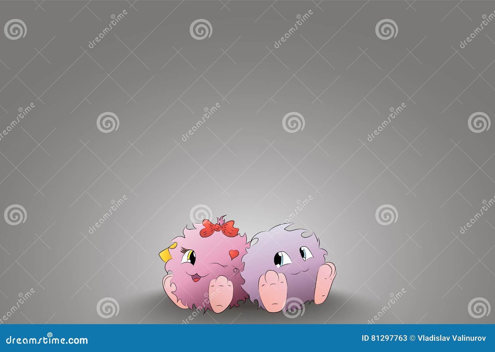 Two Cute Cartoon Monster Back To Back Rear Light Stock Vector ...