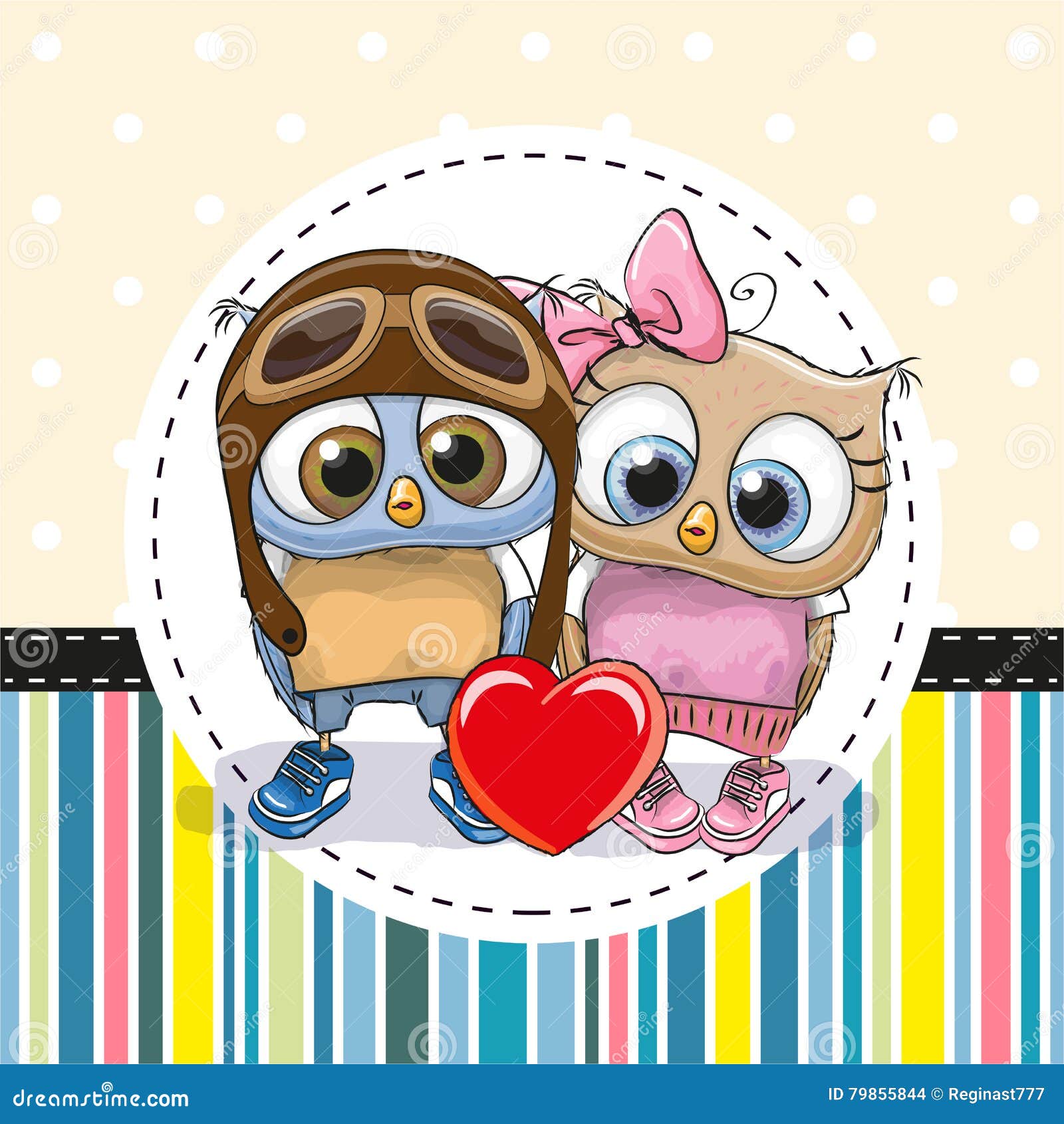 Two cute Cartoon Owls stock vector. Illustration of birthday - 79855844