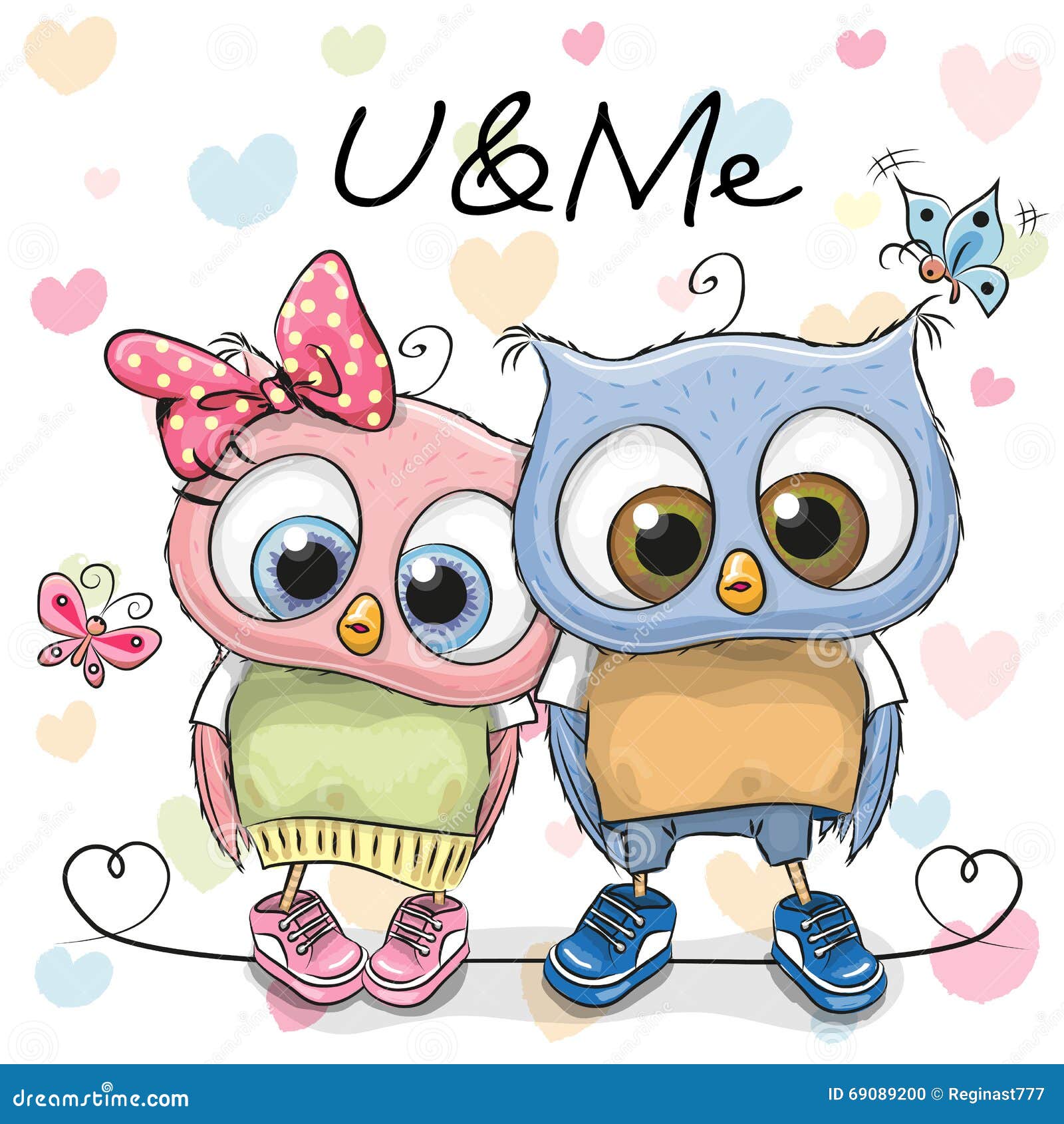 Two Cute Cartoon Owls Vector Illustration | CartoonDealer.com #69089200