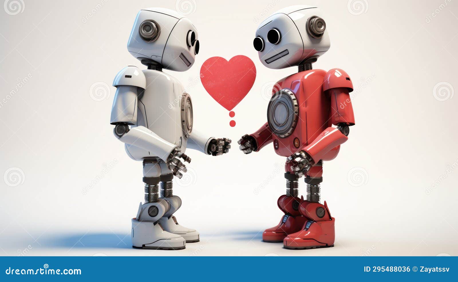 Two Cute Cartoon Robots in Love Stock Illustration - Illustration of ...