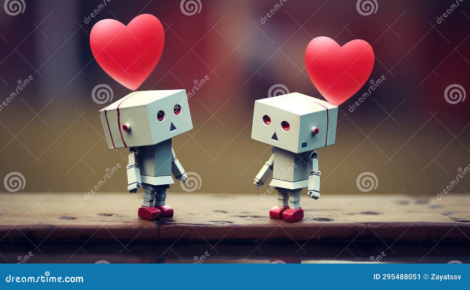 Two Cute Cartoon Robots in Love Stock Illustration - Illustration of ...