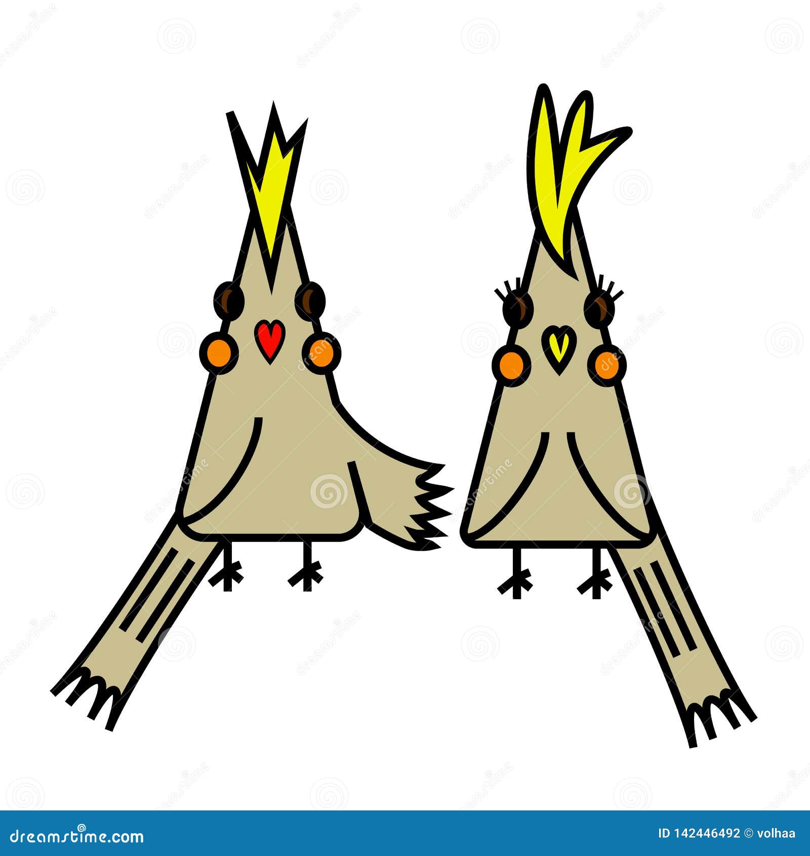 Two cute cartoon birds stock vector. Illustration of pets - 142446492