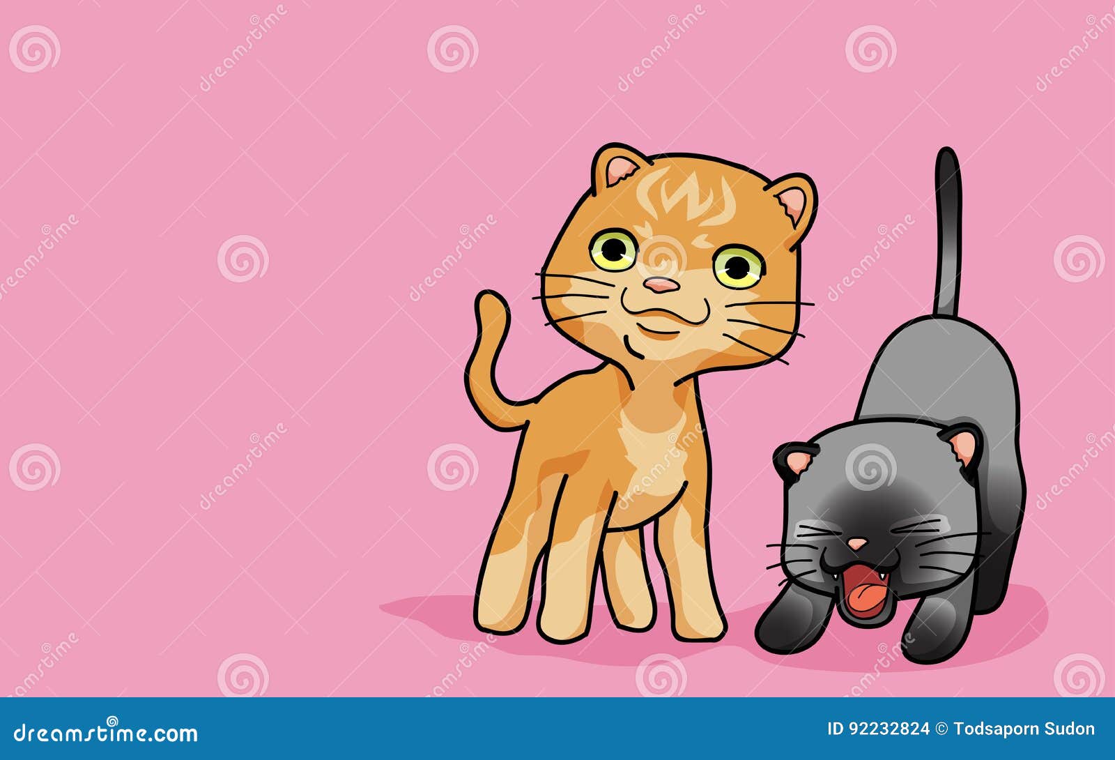 Two cute cat stock vector. Illustration of graphic, orange - 92232824