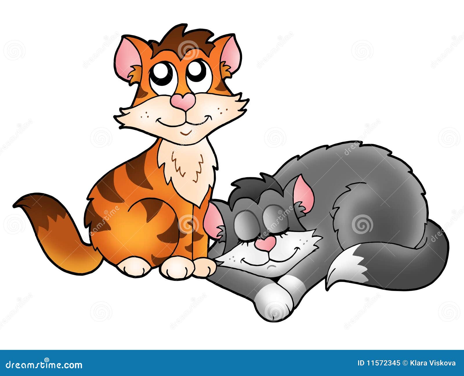 Two cute cats stock illustration. Illustration of colors - 11572345