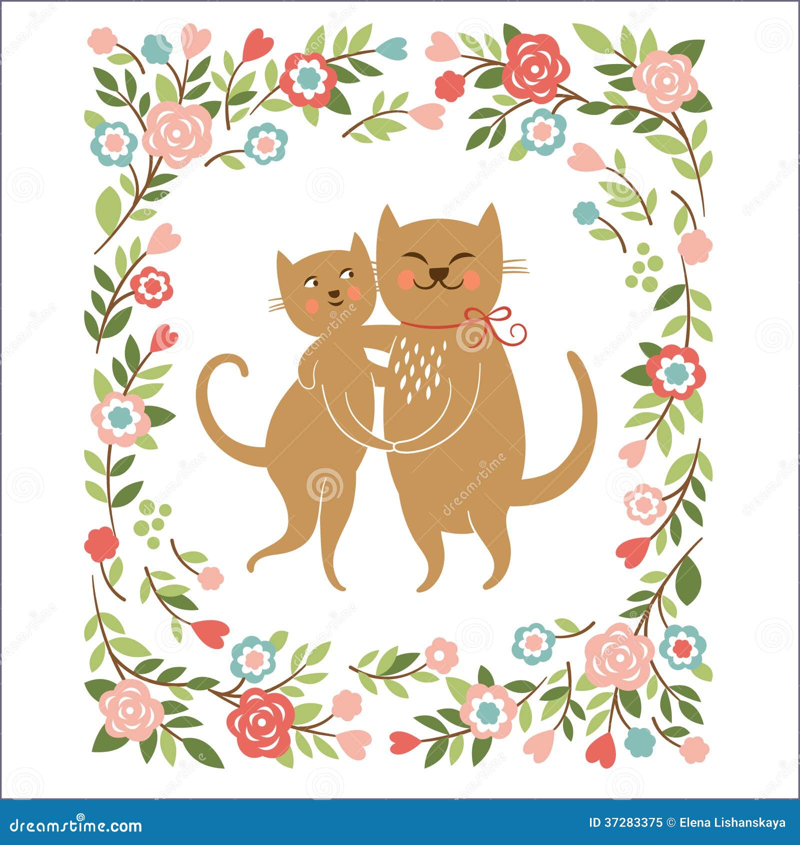 Two cute cats stock vector. Illustration of graphic, cute - 37283375