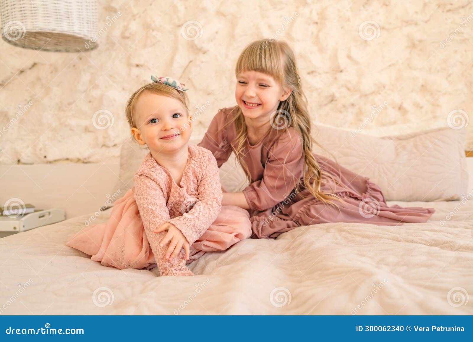 Two cute sisters portrait stock photo. Image of daughter - 300062340