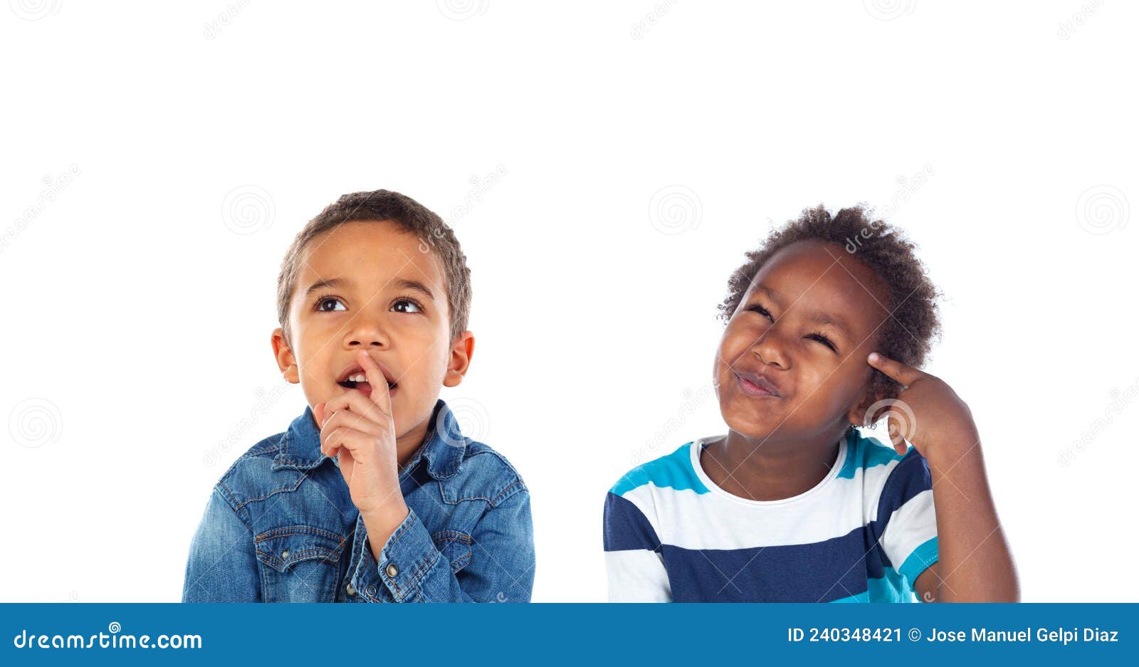 Two Cute Children Thinking about Something Stock Image - Image of ...