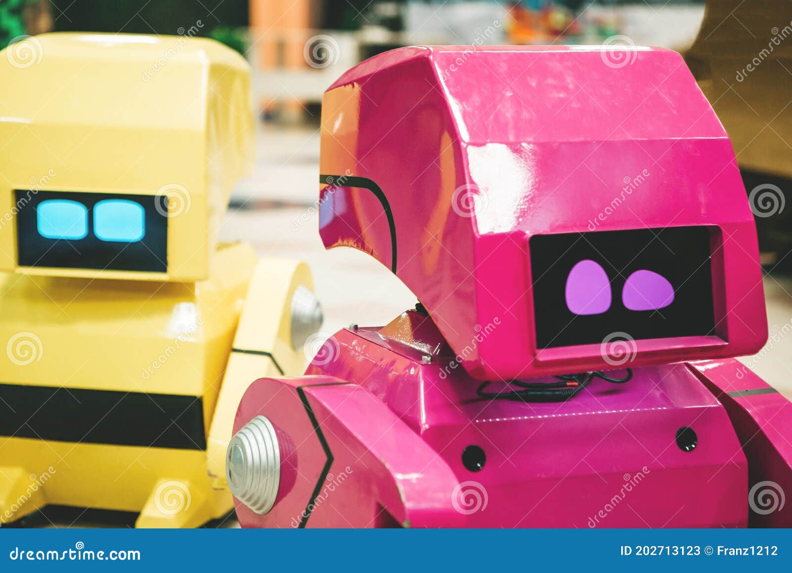 Two cute colored robots stock image. Image of concept - 202713123