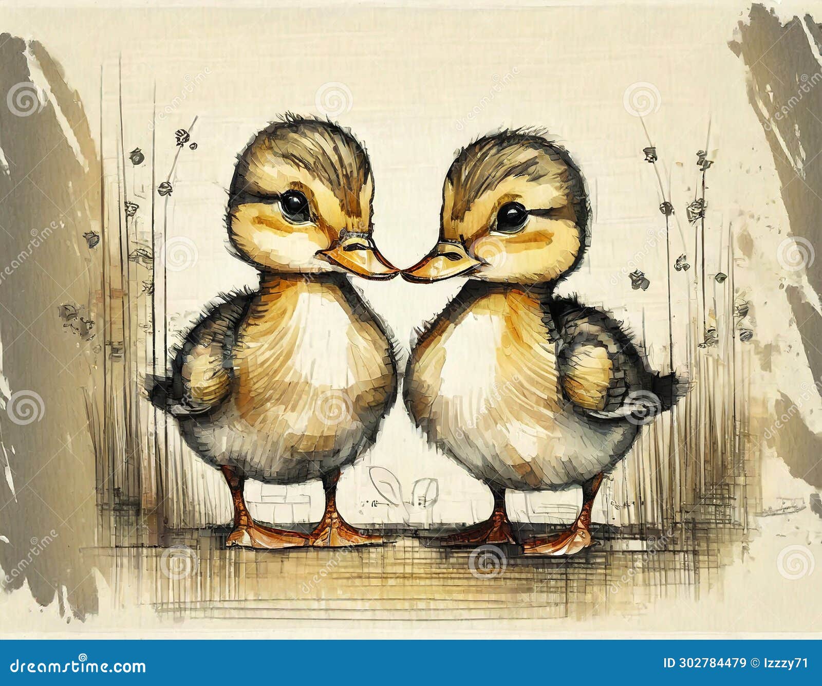 Two Cute Ducklings, Water-colour Illustration Stock Illustration ...
