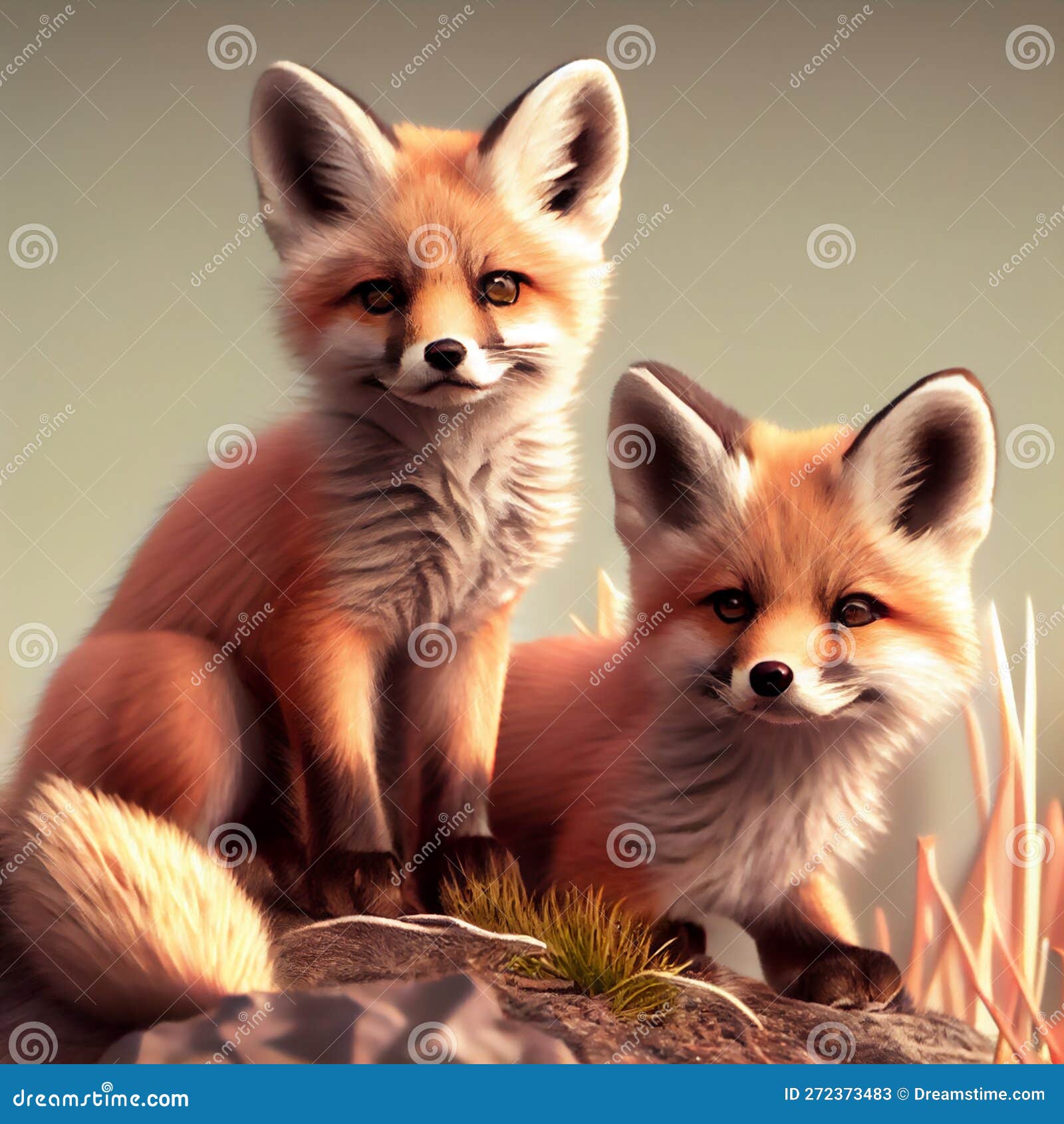 Two cute fox stock illustration. Illustration of face - 272373483